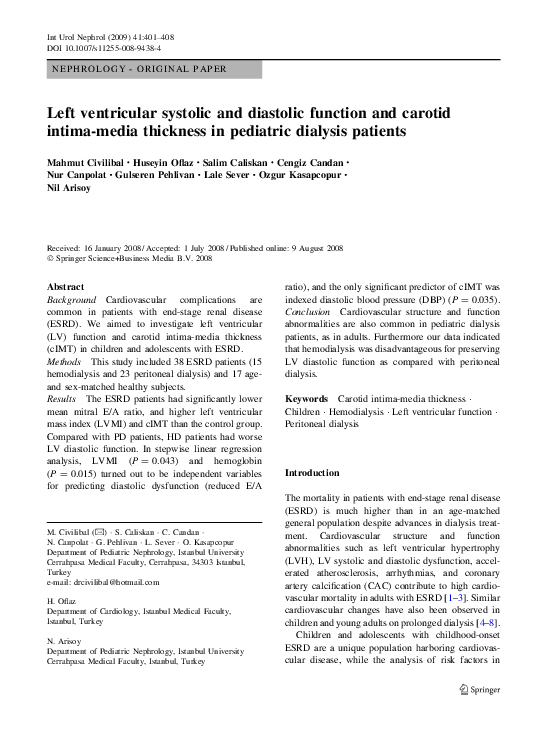 (PDF) Left ventricular systolic and diastolic function and carotid intima-media thickness in ...