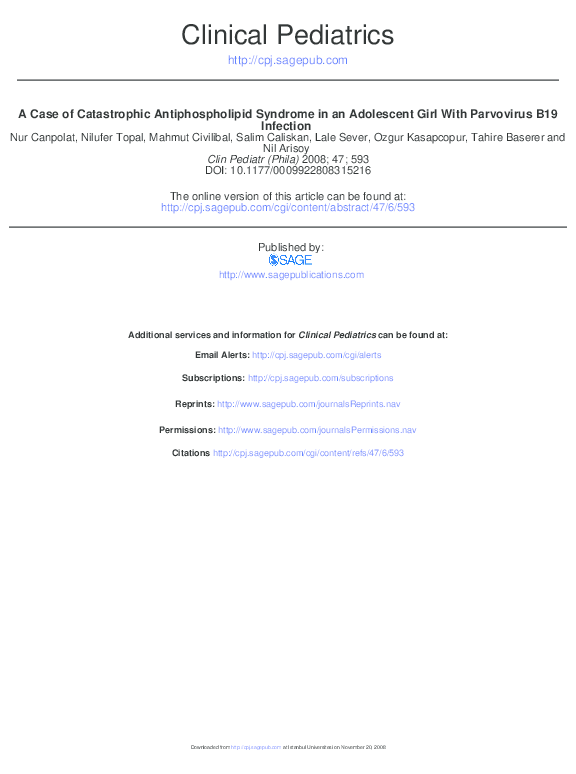 (PDF) A Case of Catastrophic Antiphospholipid Syndrome in an Adolescent ...