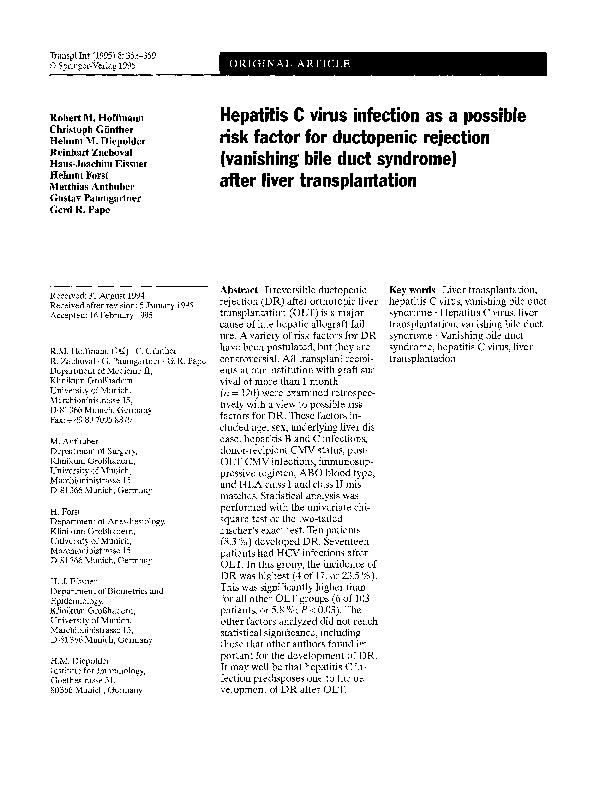 (PDF) Hepatitis C virus infection as a possible risk factor for ...