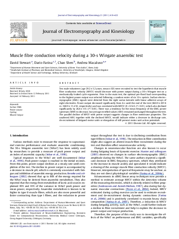(PDF) Muscle fibre conduction velocity during a 30-s Wingate anaerobic test