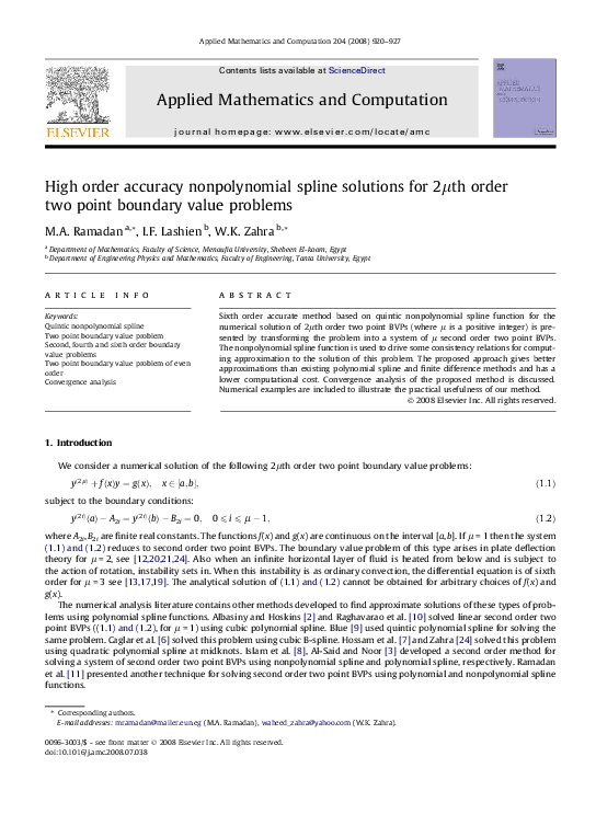 (PDF) High order accuracy nonpolynomial spline solutions for 2μth order two point boundary value ...