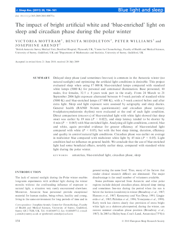 (PDF) The impact of bright artificial white and 'blue-enriched' light ...