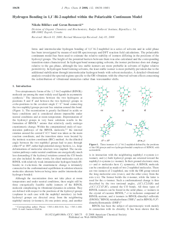 (PDF) Hydrogen Bonding in 1,1′-Bi-2-naphthol within the Polarizable ...