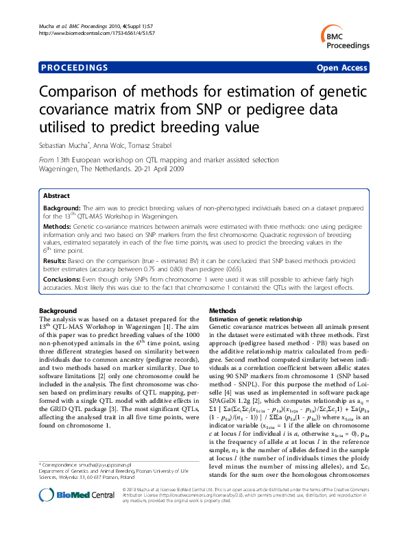 (PDF) Comparison of methods for estimation of genetic covariance matrix from SNP or pedigree ...