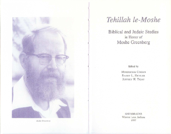 (PDF) "Moshe Greenberg: An Appreciation" (co-author with M. Cogan and B ...