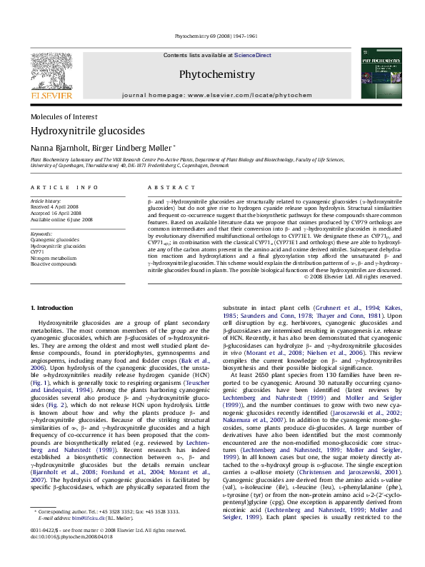 (PDF) Hydroxynitrile glucosides