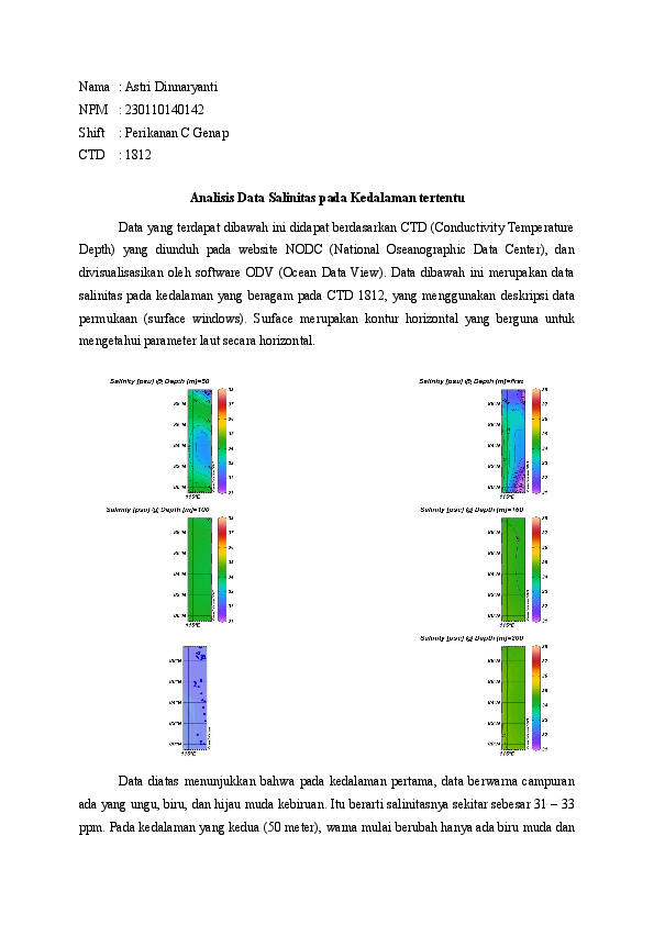 (DOC) Analisis Data Salinitas terhadap Kedalaman