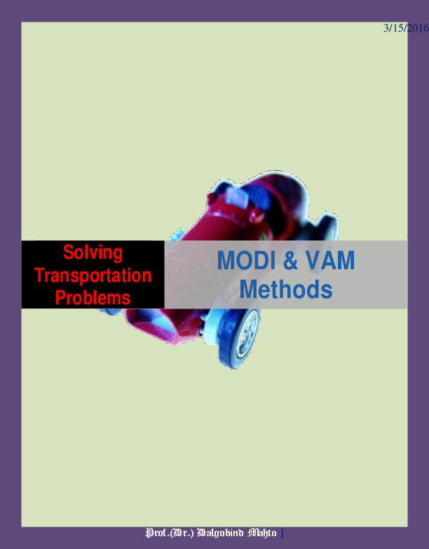 (PDF) MODI & VAM Methods