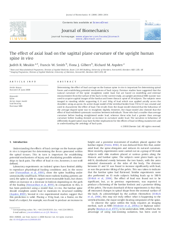 (PDF) The effect of axial load on the sagittal plane curvature of the ...