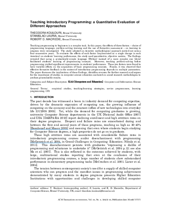 Pdf Teaching Introductory Programming A Quantitative Evaluation Of