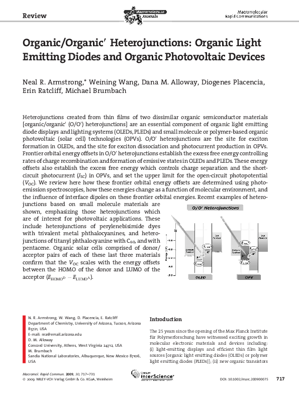 (PDF) Organic/Organic′ Heterojunctions: Organic Light Emitting Diodes ...