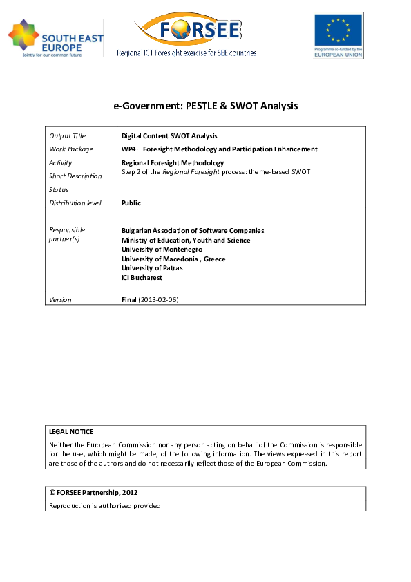 (PDF) e-Government: PESTLE & SWOT Analysis Output Title Digital Content ...