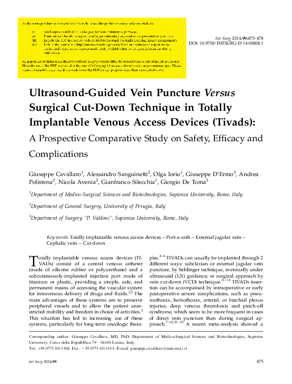 (PDF) Ultrasound-Guided Vein Puncture Versus Surgical Cut-Down ...