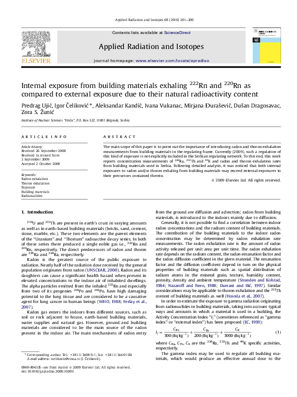 (PDF) Internal exposure from building materials exhaling 222Rn and ...