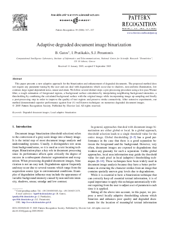 (PDF) Adaptive degraded document image binarization