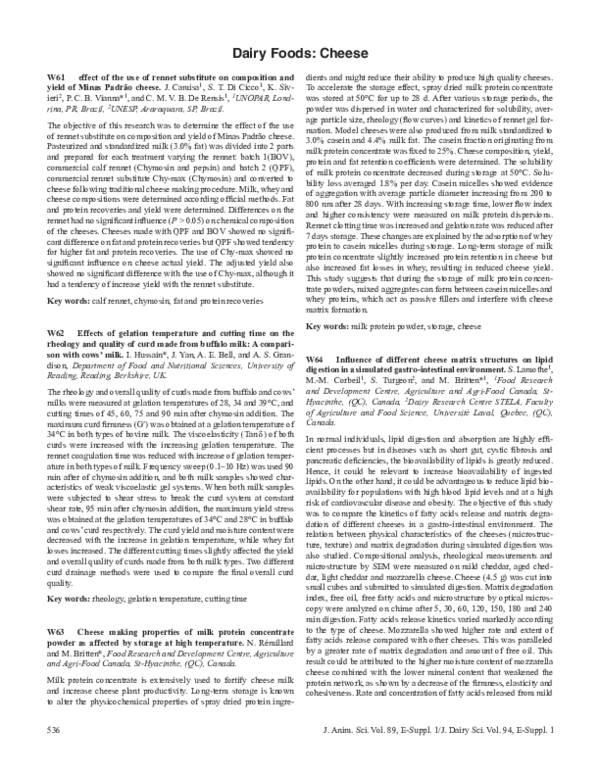 (PDF) Dairy Foods: Cheese W61 effect of the use of rennet substitute on ...