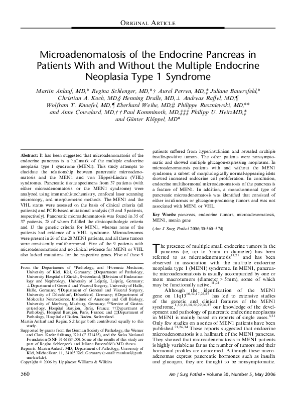 (PDF) Microadenomatosis of the Endocrine Pancreas in Patients With and ...