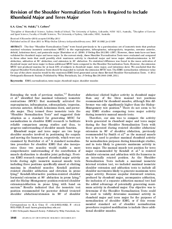 (PDF) Revision of the Shoulder Normalization tests is required to ...