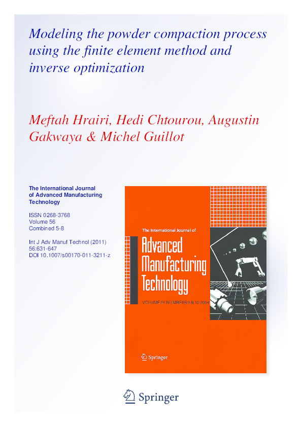 Pdf Modeling The Powder Compaction Process Using The Finite Element Method And Inverse 