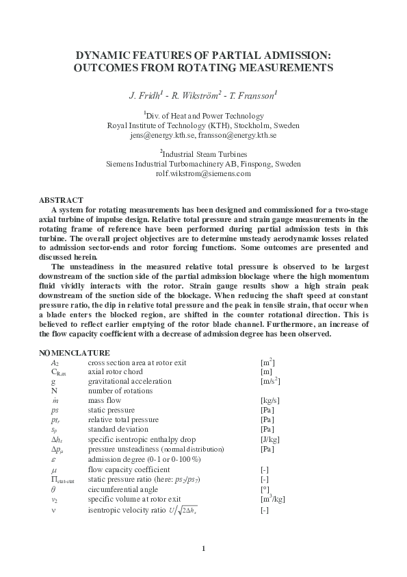 (PDF) Dynamic Features of Partial Admission : Outcomes From Rotating ...