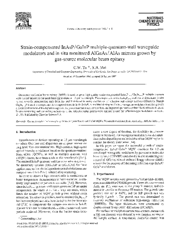 (PDF) Strain-compensated InAsP/GaInP multiple-quantum-well waveguide modulators and in situ ...
