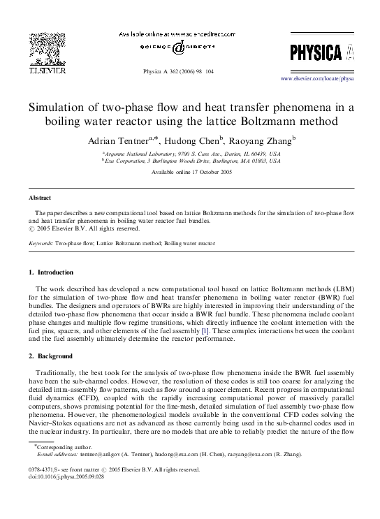 (PDF) Simulation of two-phase flow and heat transfer phenomena in a boiling water reactor using ...