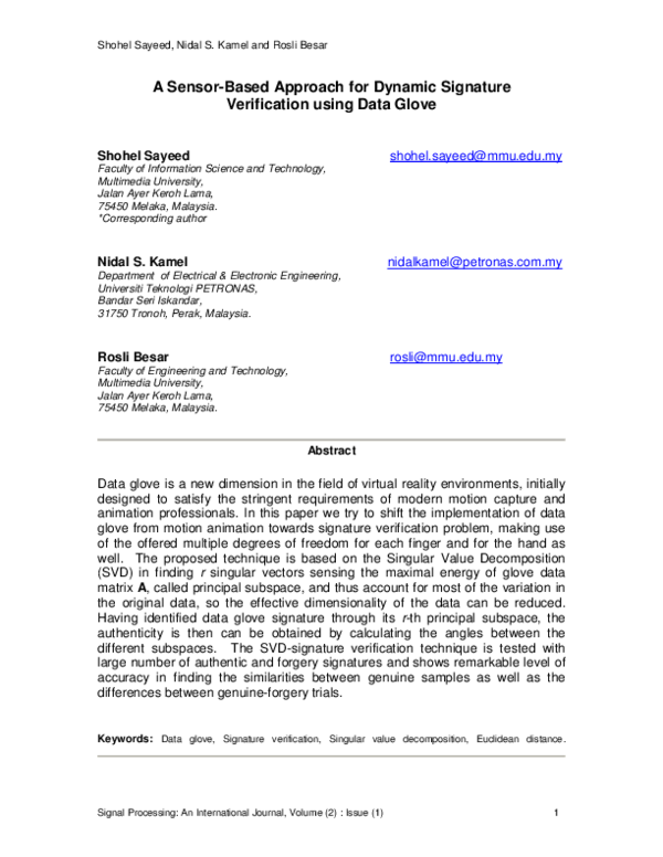 Pdf A Sensor Based Approach For Dynamic Signature Verification Using Data Glove