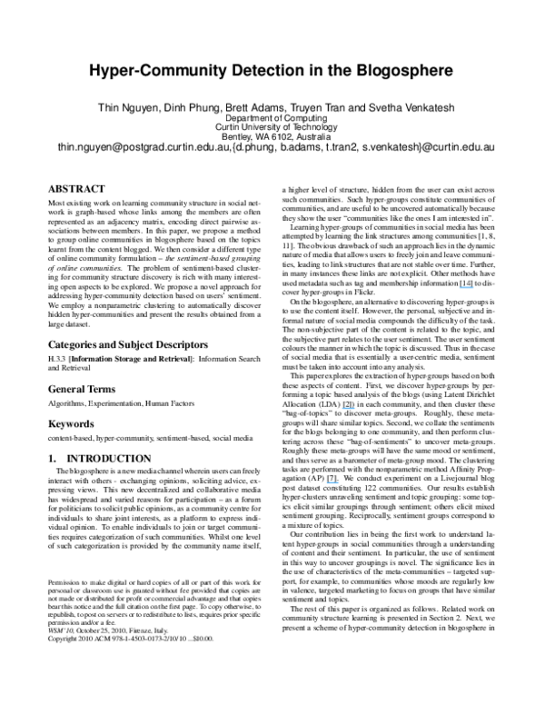 (PDF) Hyper-community detection in the blogosphere