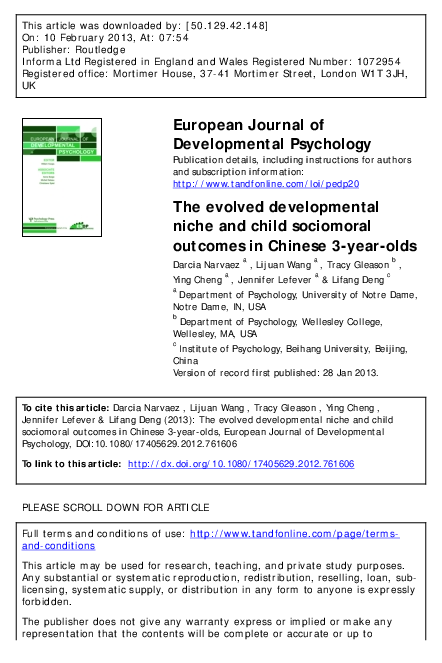(PDF) The evolved developmental niche and child sociomoral outcomes in ...