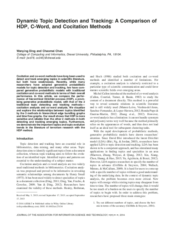 (PDF) Dynamic topic detection and tracking: A comparison of HDP, C-word ...