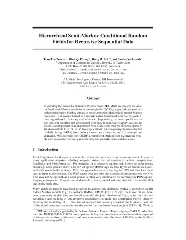 Pdf Hierarchical Semi Markov Conditional Random Fields For Recursive Sequential Data