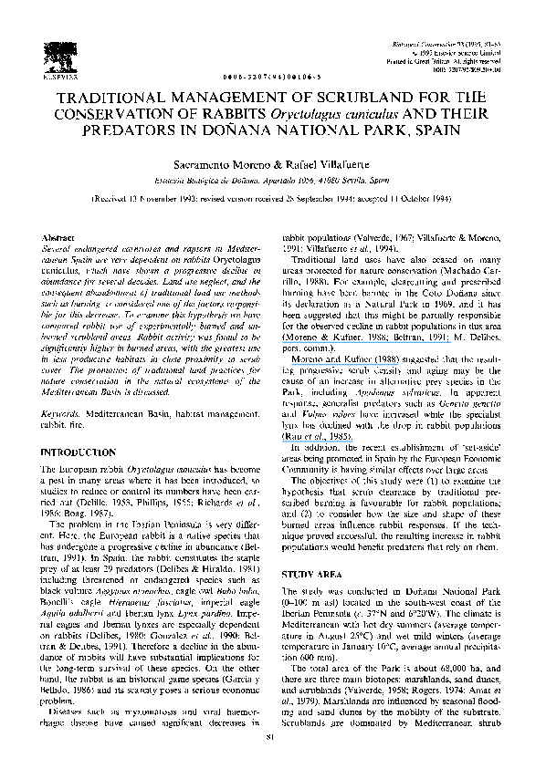 (PDF) Scrubland Management for Rabbit Conservation