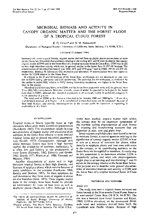(PDF) Microbial Activity in Canopy Organic Matter