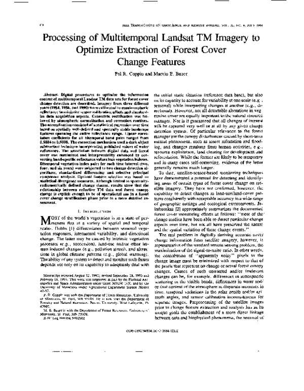 (PDF) Processing of multitemporal Landsat TM imagery to optimize extraction of forest cover ...