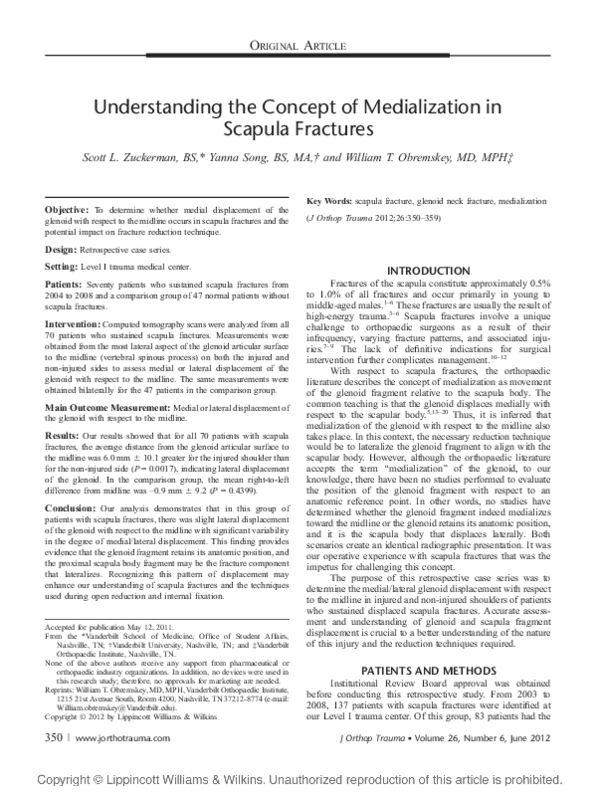 (PDF) Understanding the Concept of Medialization in Scapula Fractures