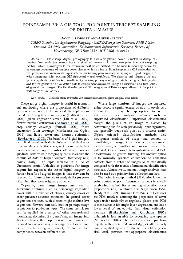 (PDF) PointSampler: A GIS Tool for Point Intercept Sampling of Digital ...