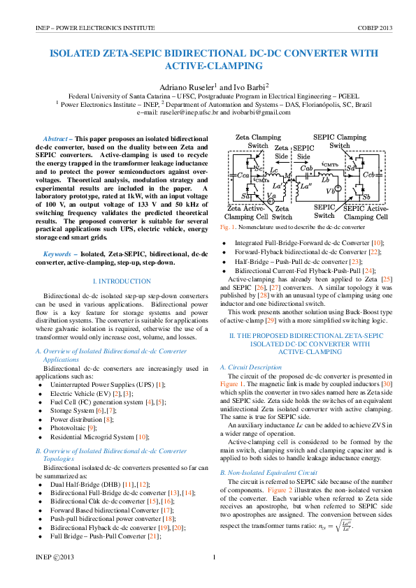 (PDF) Isolated Zeta-SEPIC bidirectional dc-dc converter with active ...