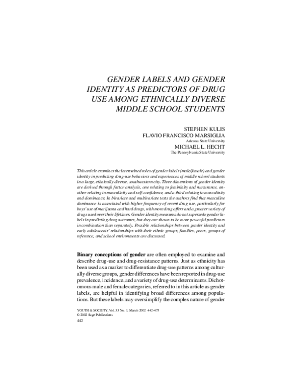 (PDF) Gender Labels and Gender Identity as Predictors of Drug Use among ...