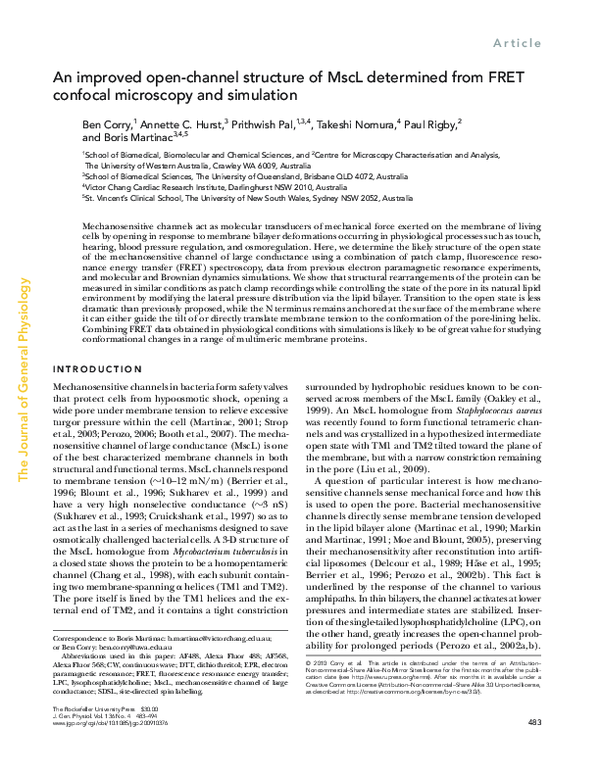 (PDF) An improved open-channel structure of MscL determined from FRET ...