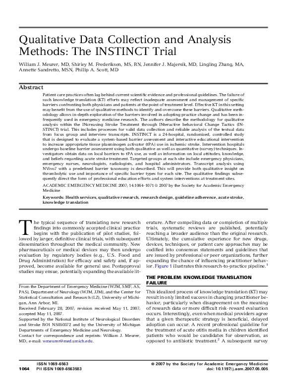 (PDF) Qualitative Data Collection and Analysis Methods: The INSTINCT Trial