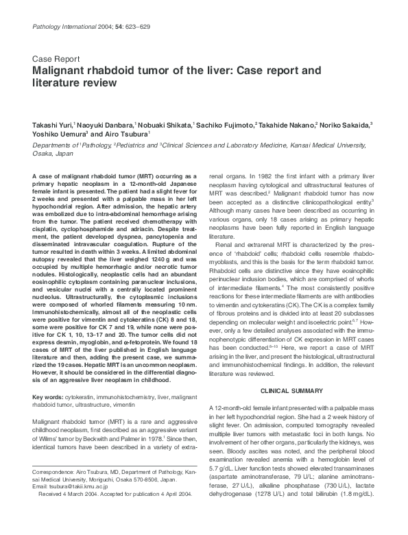 (PDF) Malignant Rhabdoid Tumor in Infant Liver: Case Study