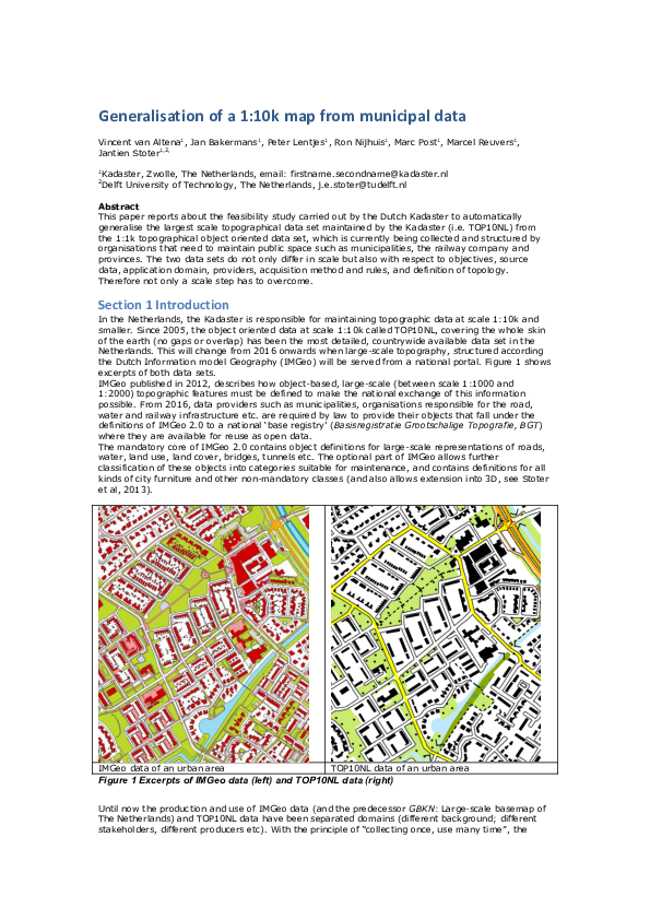 Generalisation of a 1:10k map from municipal data