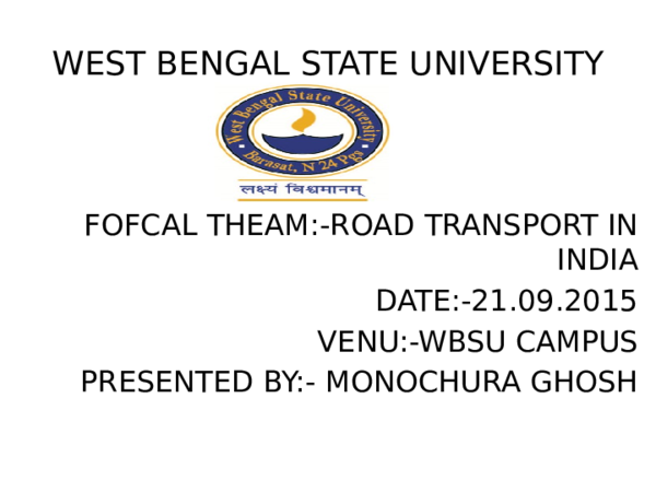 (PPT) WEST BENGAL STATE UNIVERSITY
