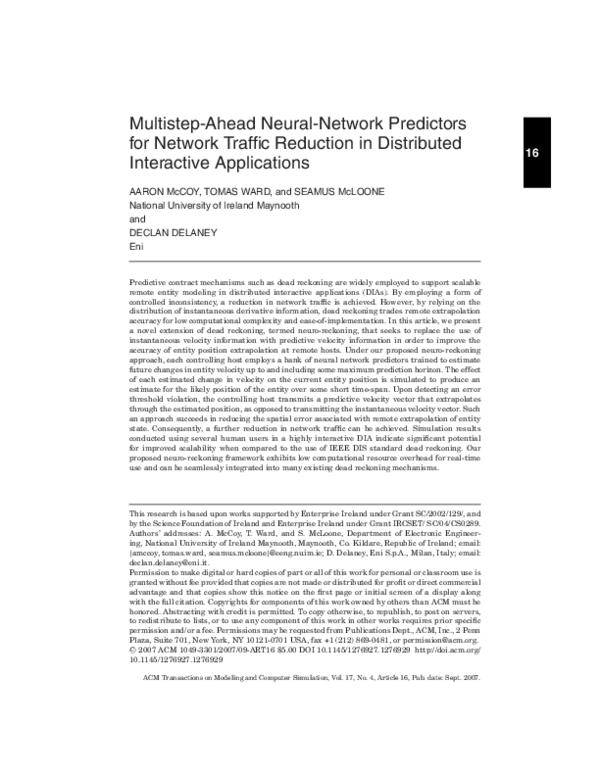 Pdf Neuro Reckoning Neural Predictors For Traffic Reduction In Dias