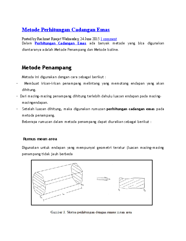 (DOC) Metode Perhitungan Cadangan Emas