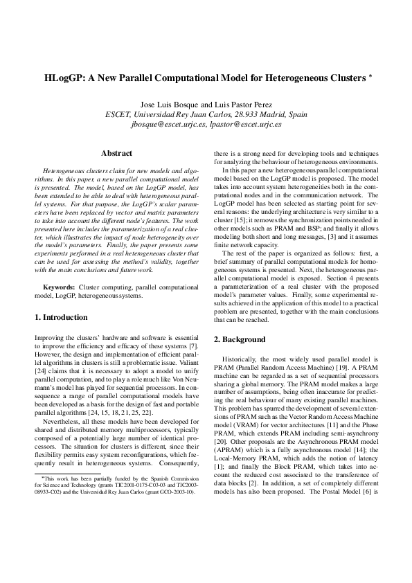 (PDF) HLogGP: A New Parallel Computational Model for Heterogeneous Clusters