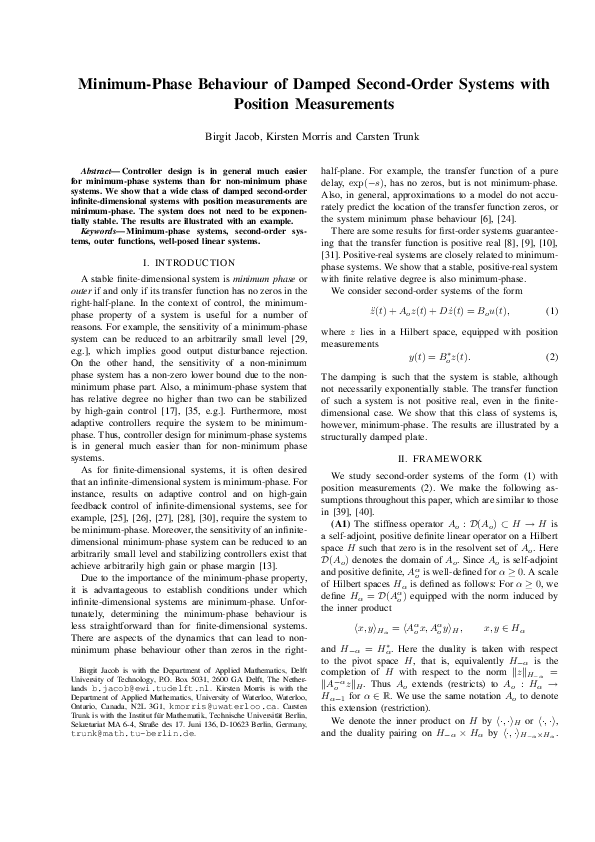 (PDF) Minimum-phase behaviour of damped second-order systems with ...