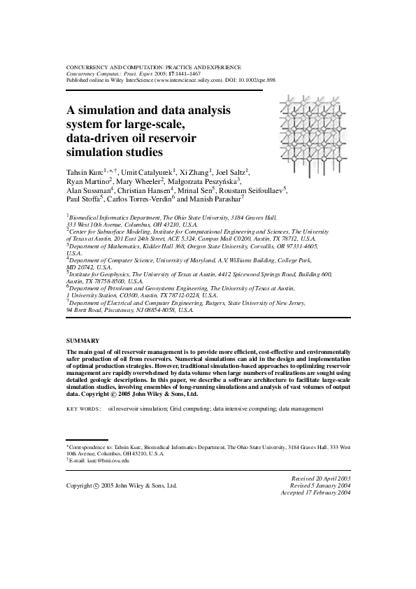 (PDF) A simulation and data analysis system for large-scale, data-driven oil reservoir ...