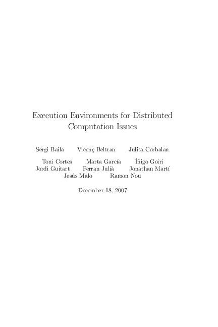 Pdf Execution Environments For Distributed Computation Issues