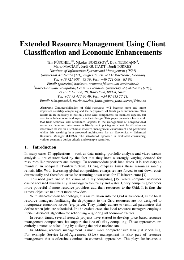 (PDF) Extended Resource Management Using Client Classification and ...